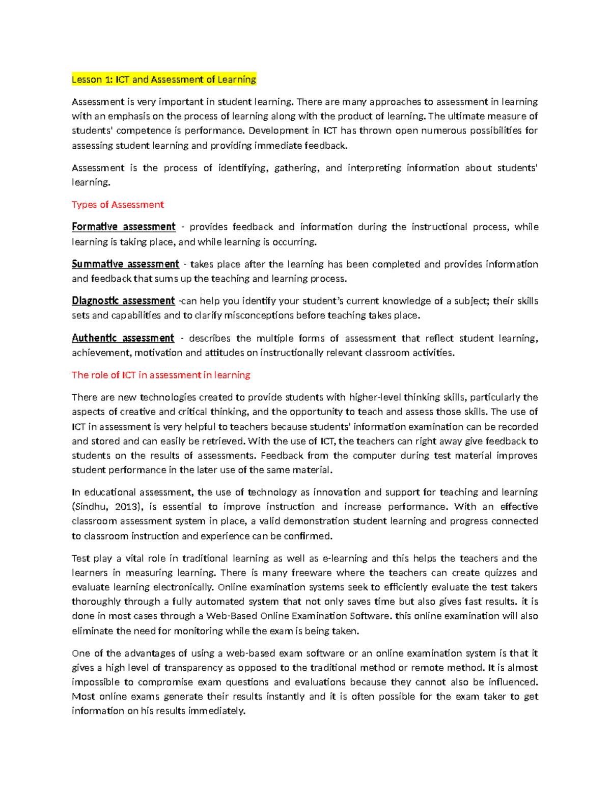 ICT in Assessment of Learning - Module 6 Finals (TLEAR 1) - Studocu