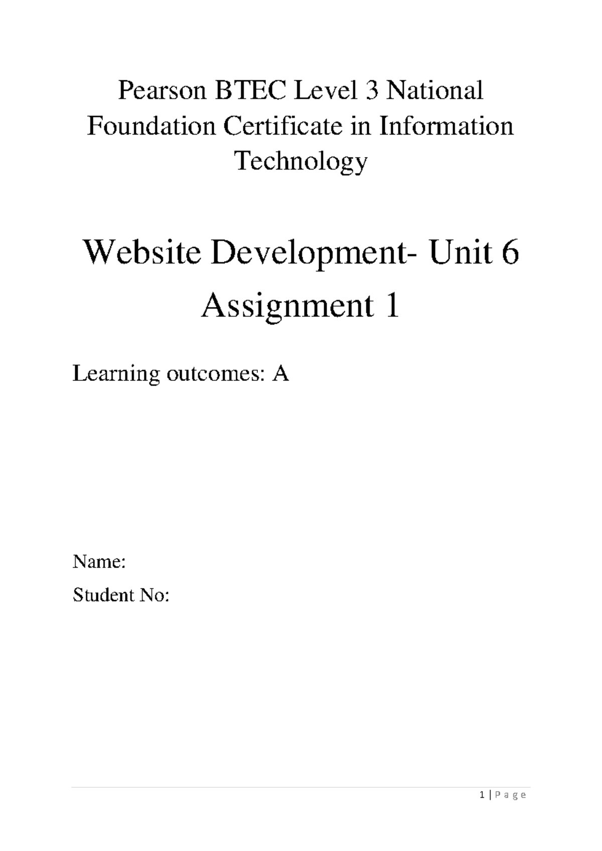 BTEC IT Level 3 Unit 6 Website Development - Assignment 1 Analysis ...