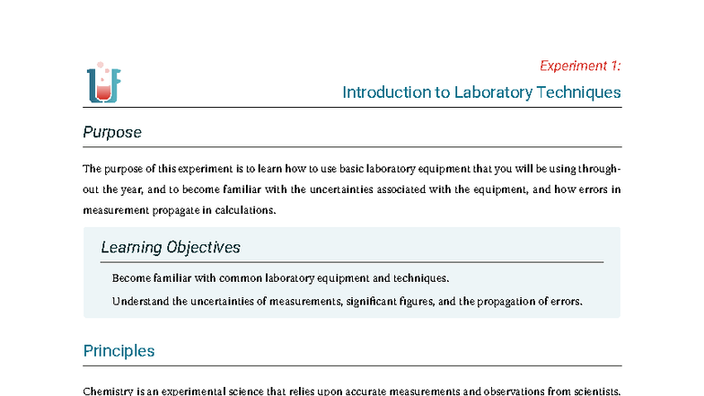Experiment 1: Intro to Lab Techniques & Measurement Uncertainties - Studocu