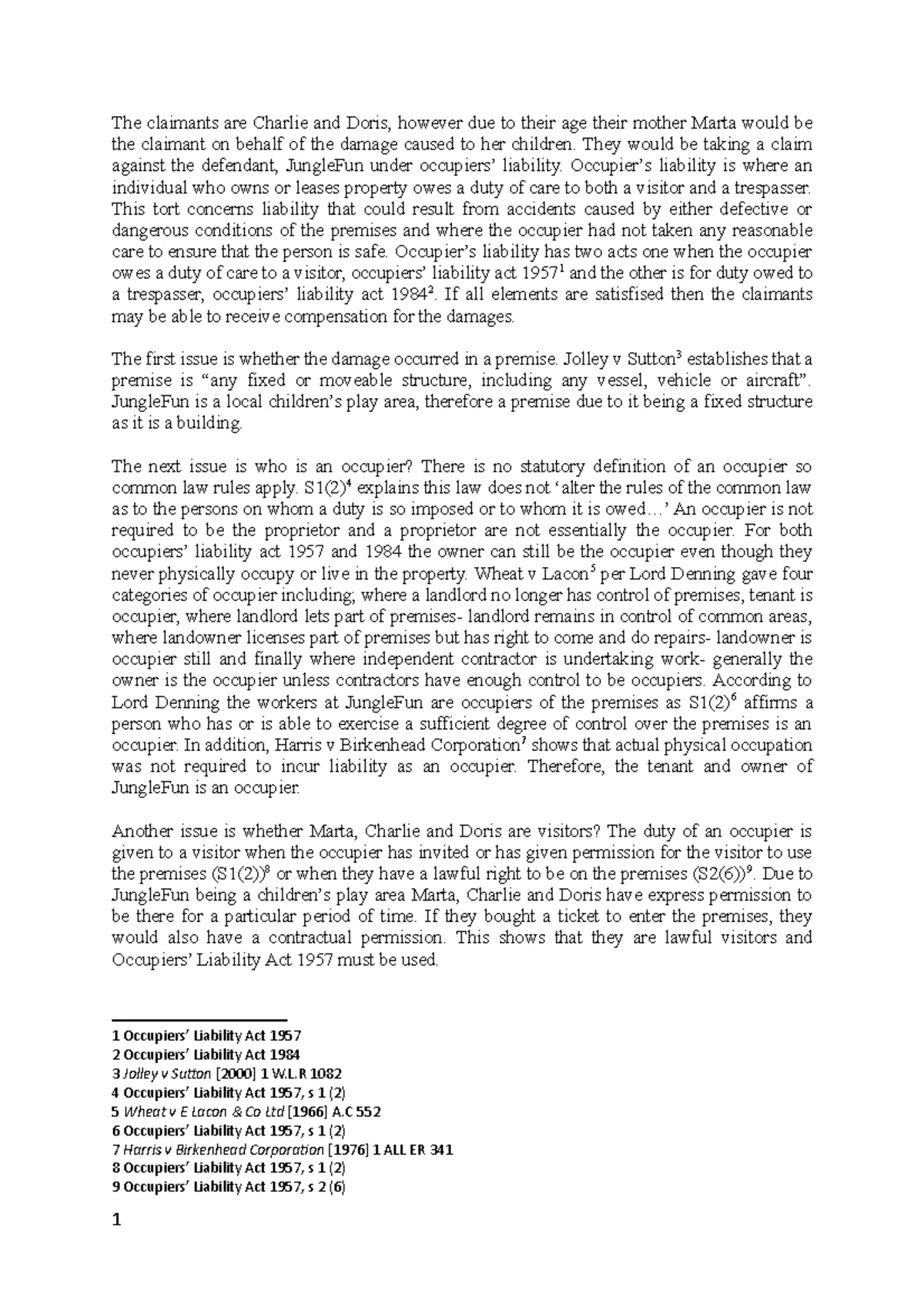 Occupier’s Liability Act 1957: Section 2 Explained in Detail - Studocu