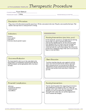 Burns - ATI Template - ACTIVE LEARNING TEMPLATES TherapeuTic procedure ...