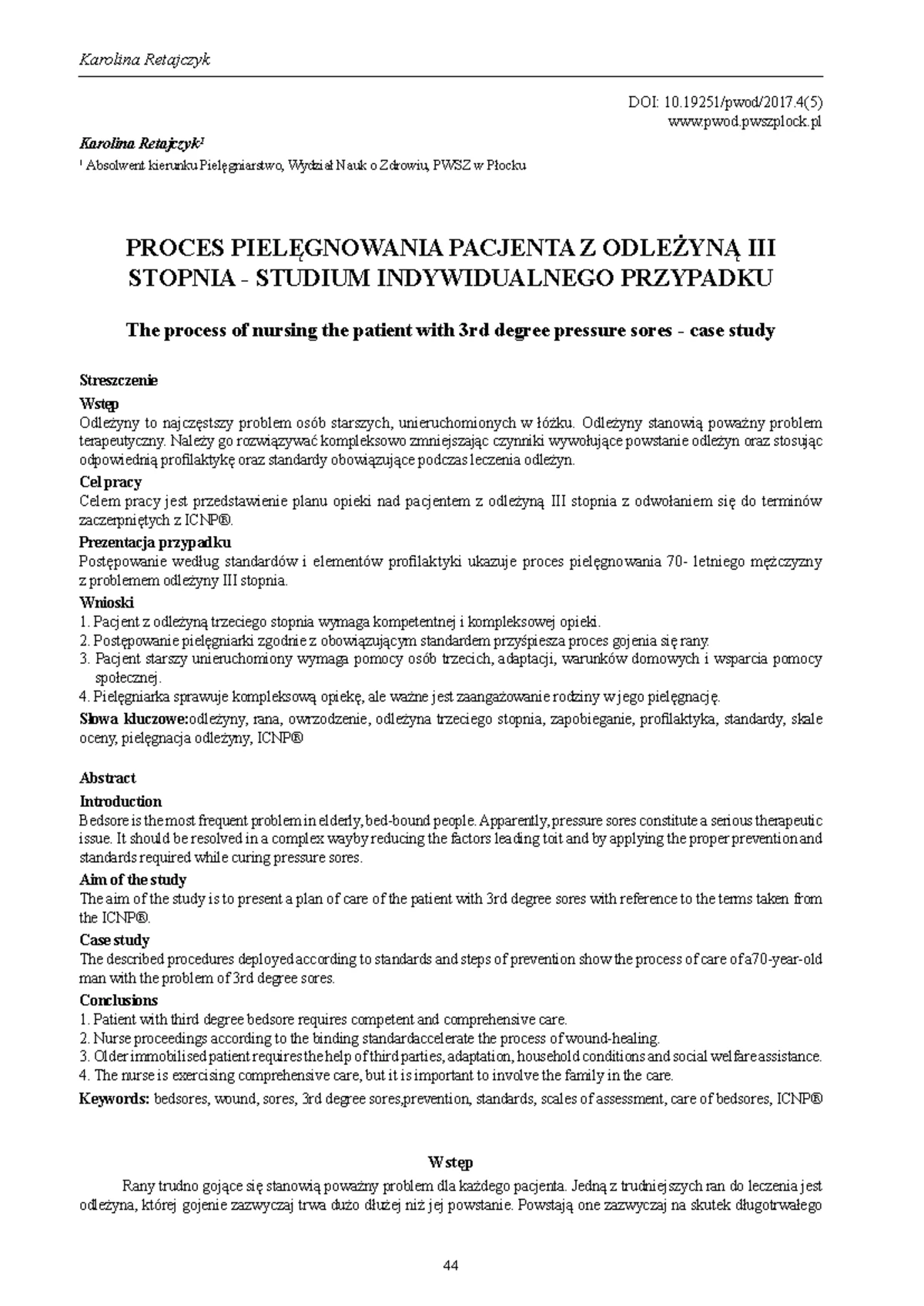 Proces pielęgnowania oraz raport pielęgniarski pacjenta z cukrzycą ...