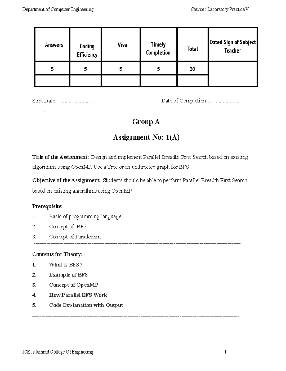 Laboratory Practice V: Parallel BFS & DFS Implementation Using OpenMP ...