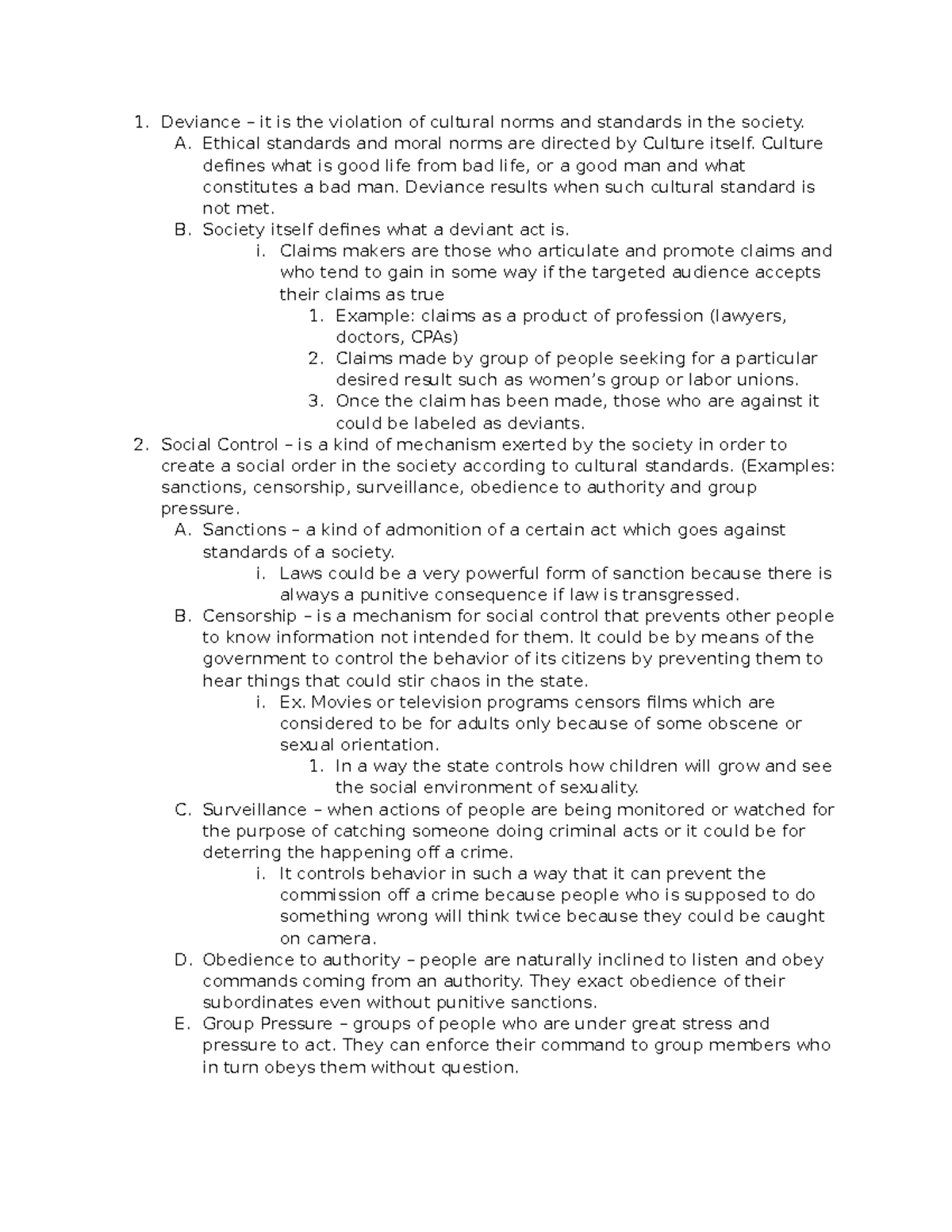 CULT 101: Understanding Deviance and Social Control in Philippine ...