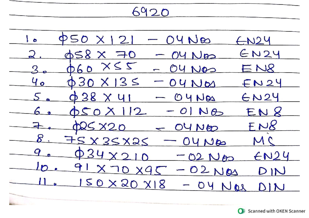 6920 Material Specifications and Dimensions Overview - Studocu