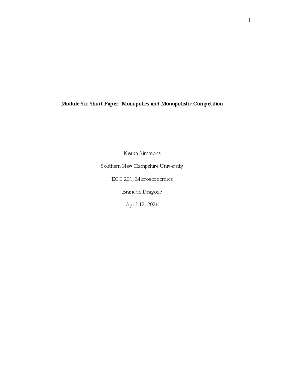 ECO 201: Monopolies vs. Monopolistic Competition Analysis - Studocu