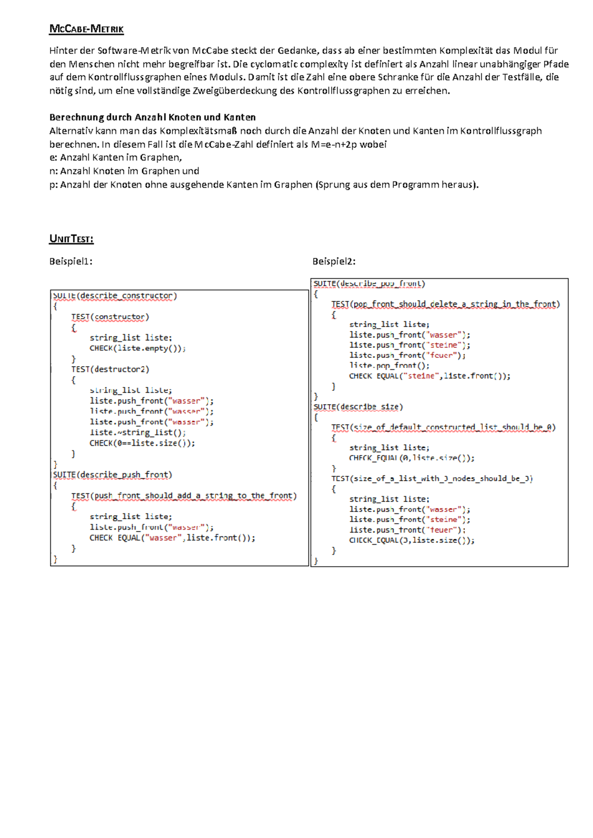 Zusammenfassung Software Engineering 2: McCabe-Metrik & Klassen ...