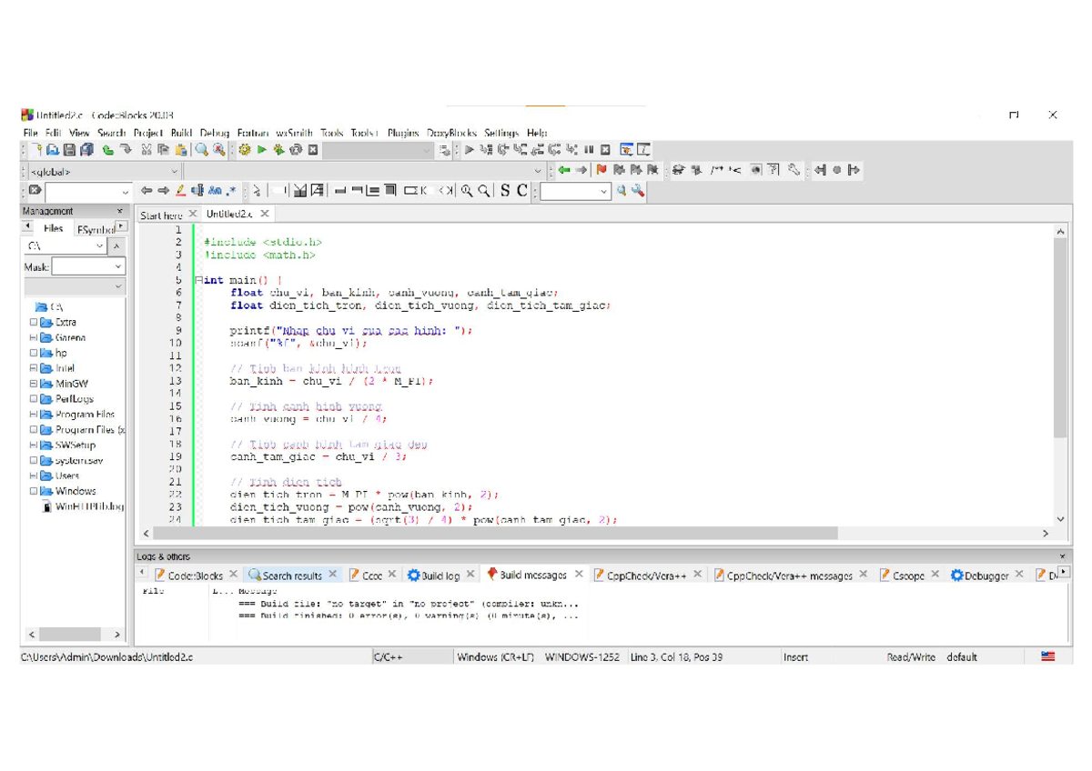 3 - NKBHRFV - Untitled2 Code::Blocks 20 X File Edit View Search Project Build Debug Fortran ...