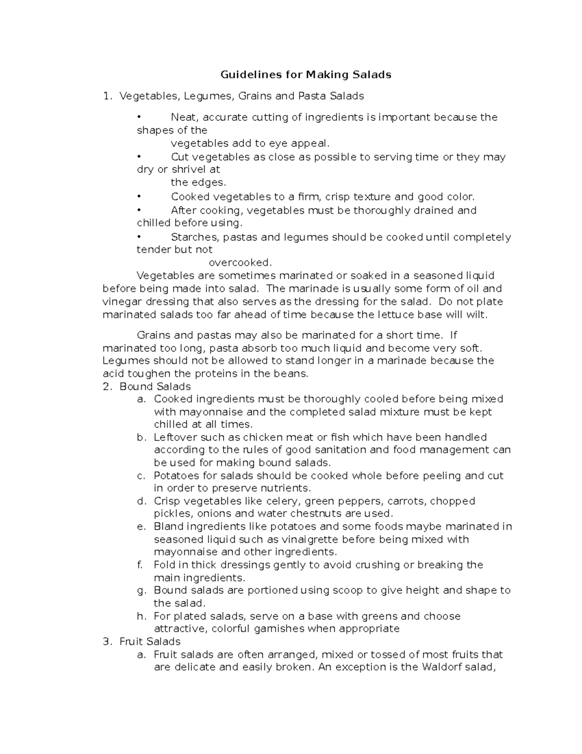 Cookery-9-Q2: Comprehensive Guidelines for Salad Preparation - Studocu