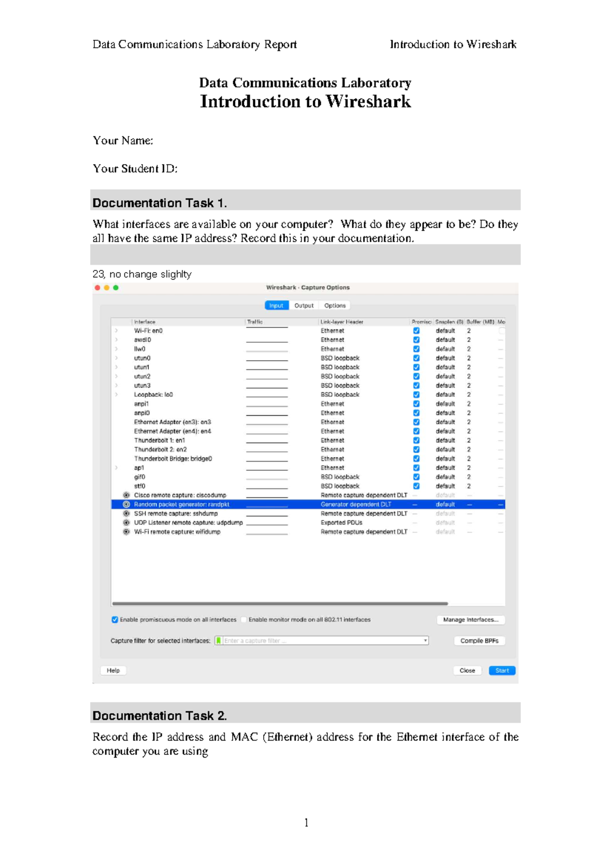Data Communications Lab Report: Intro to Wireshark Analysis - Studocu