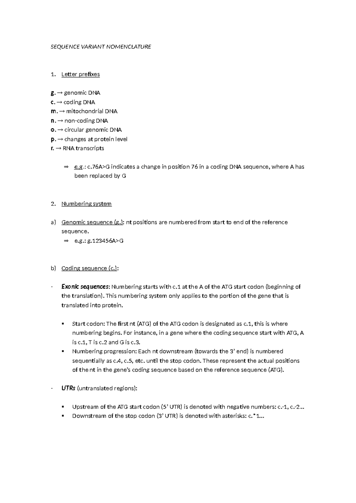 Sequence Variant Nomenclature - SEQUENCE VARIANT NOMENCLATURE Letter ...