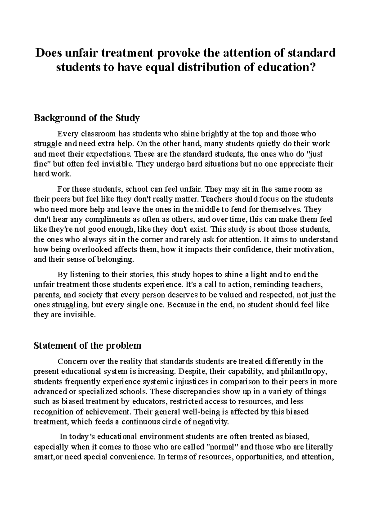Dutpasshede - A clear chapter 1 research about the unfair treatment ...