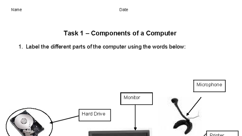 Hardware Worksheet - Components of a Computer (CS101) - Studocu