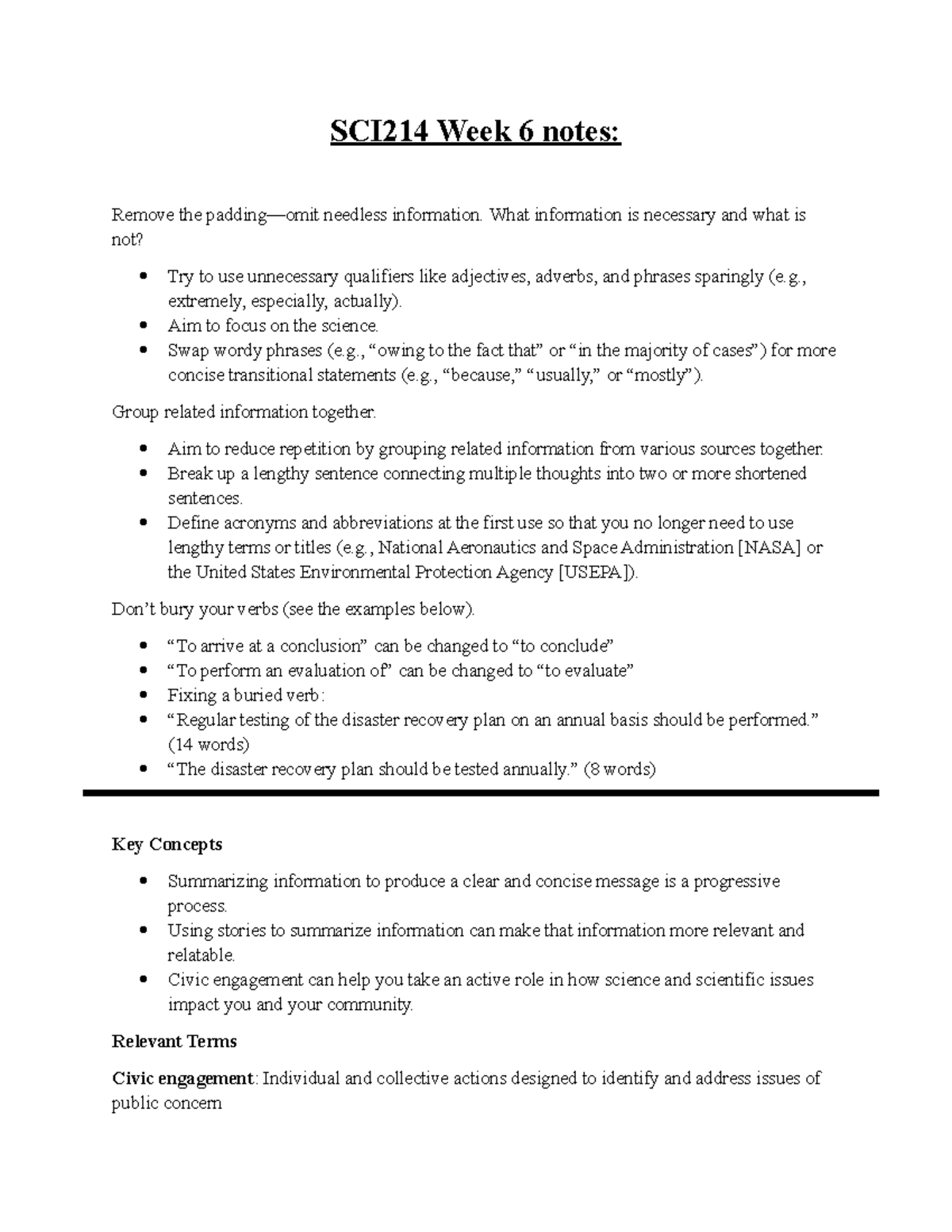 SCI214 Week 6 Notes - SCI214 Week 6 notes: Remove the padding—omit ...