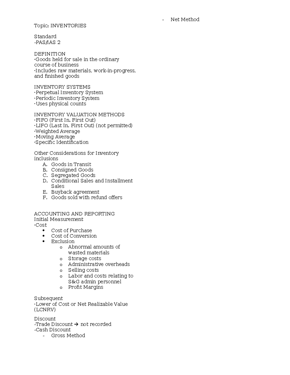 Inventories Overview: Standard 2 Definitions & Valuation Methods - Studocu