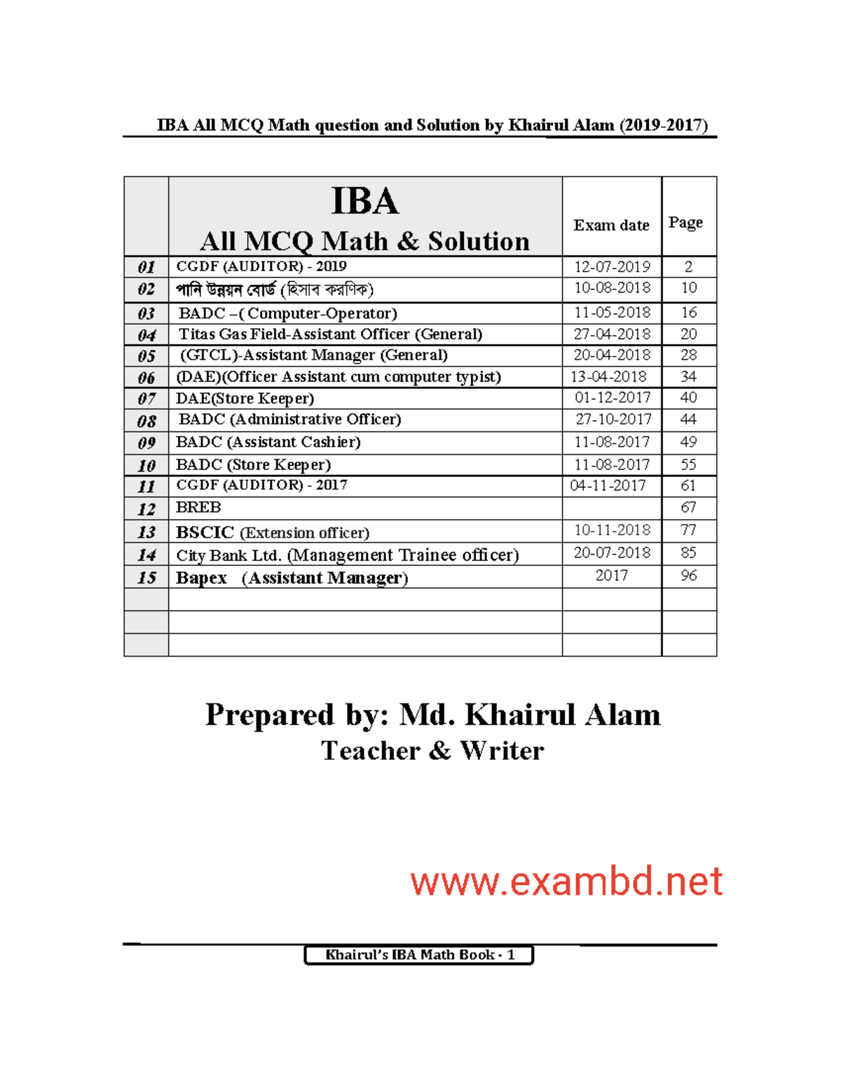 IBA Math MCQs & Solutions - Comprehensive Guide by Khairul Alam - Studocu