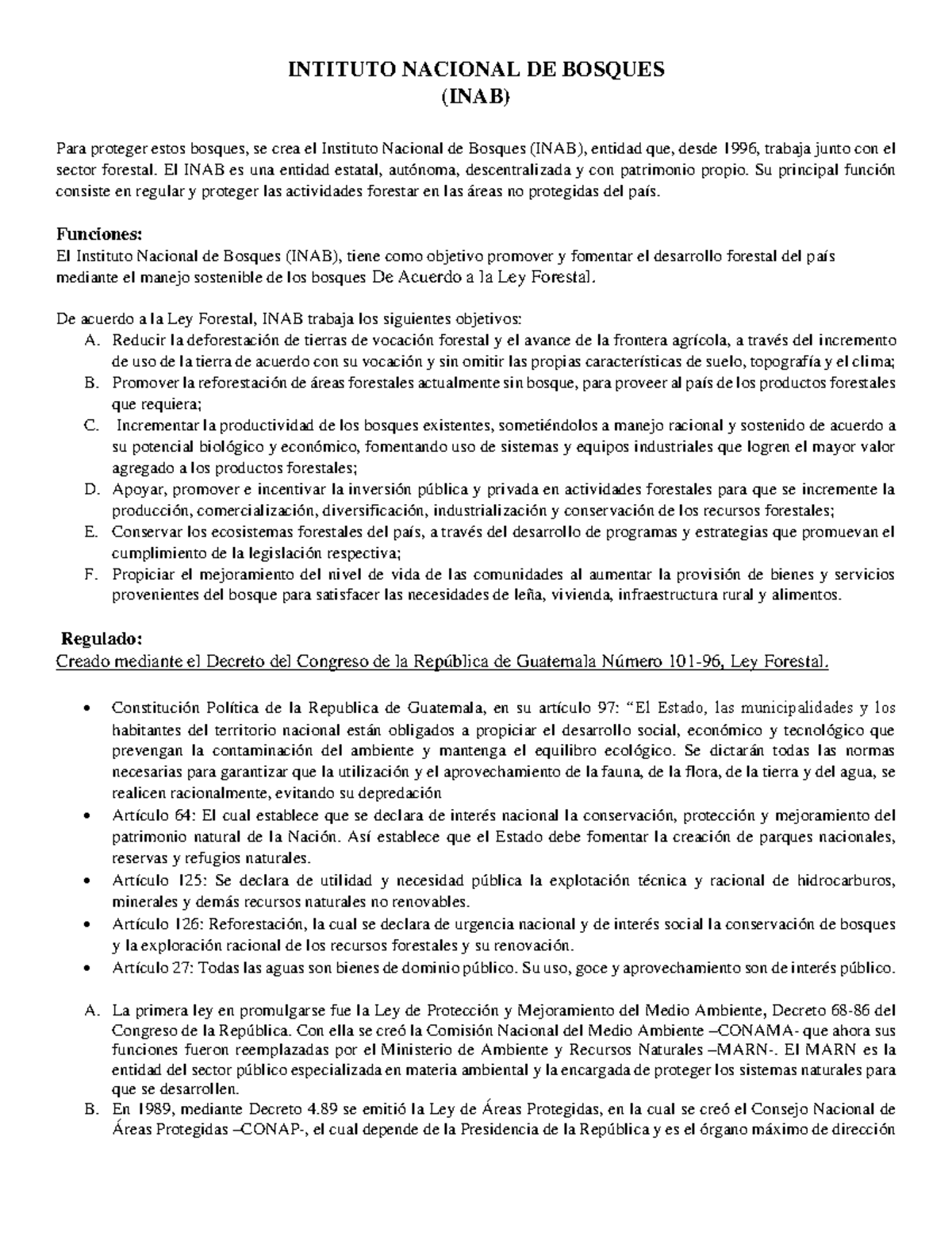 Instituto Nacional de Bosques - El INAB es una entidad estatal ...