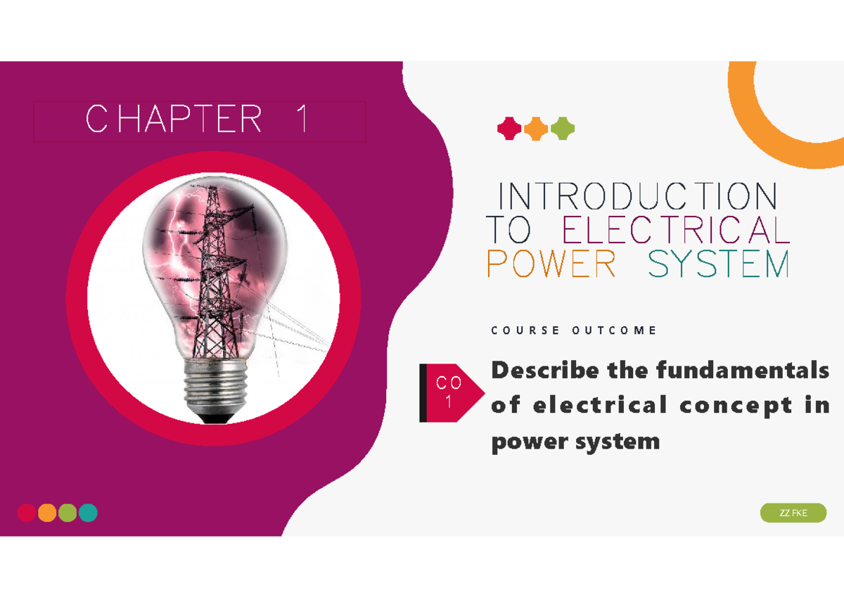 CHAPTER 1: INTRODUCTION TO ELECTRICAL POWER SYSTEM (CO 1) - Studocu