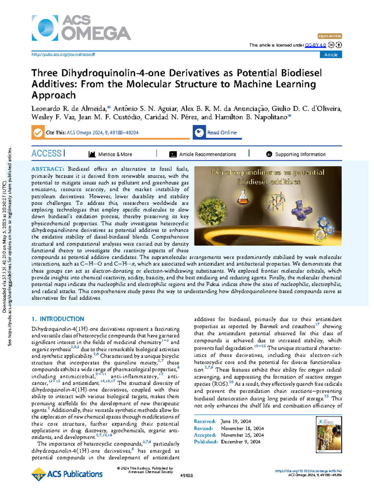 **Title: Three Dihydroquinolinone Derivatives as Potential Biodiesel ...