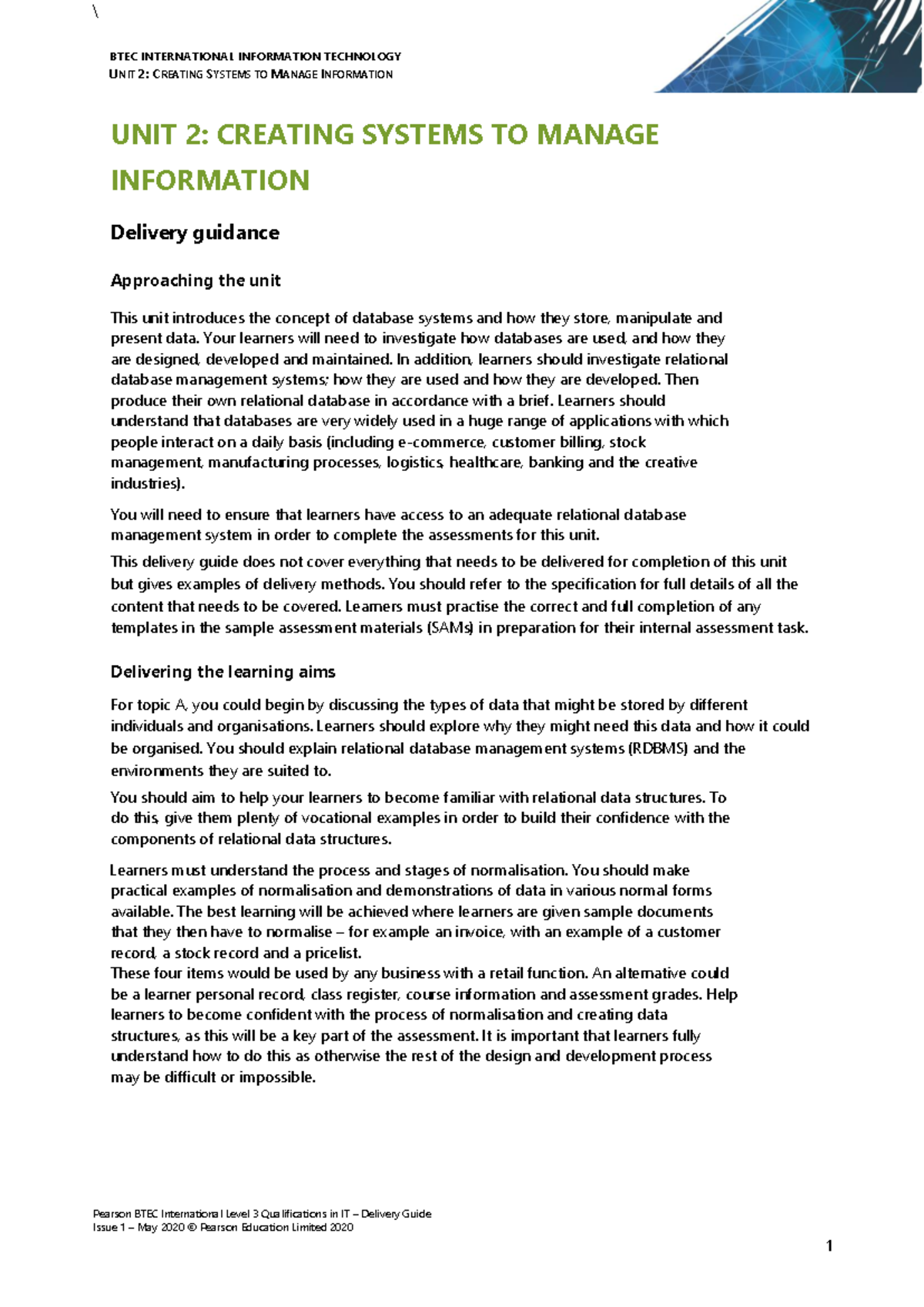 BTEC IT Unit 2: Creating Effective Information Management Systems - Studocu
