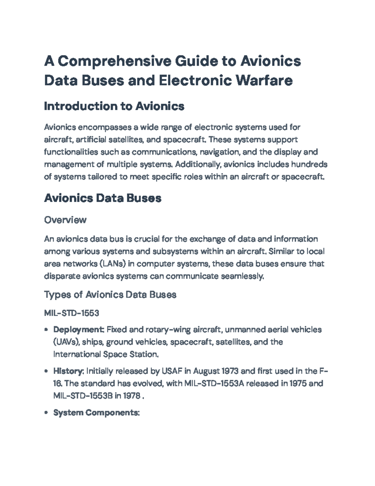 Comprehensive Guide on Avionics Data Buses & Electronic Warfare - A ...