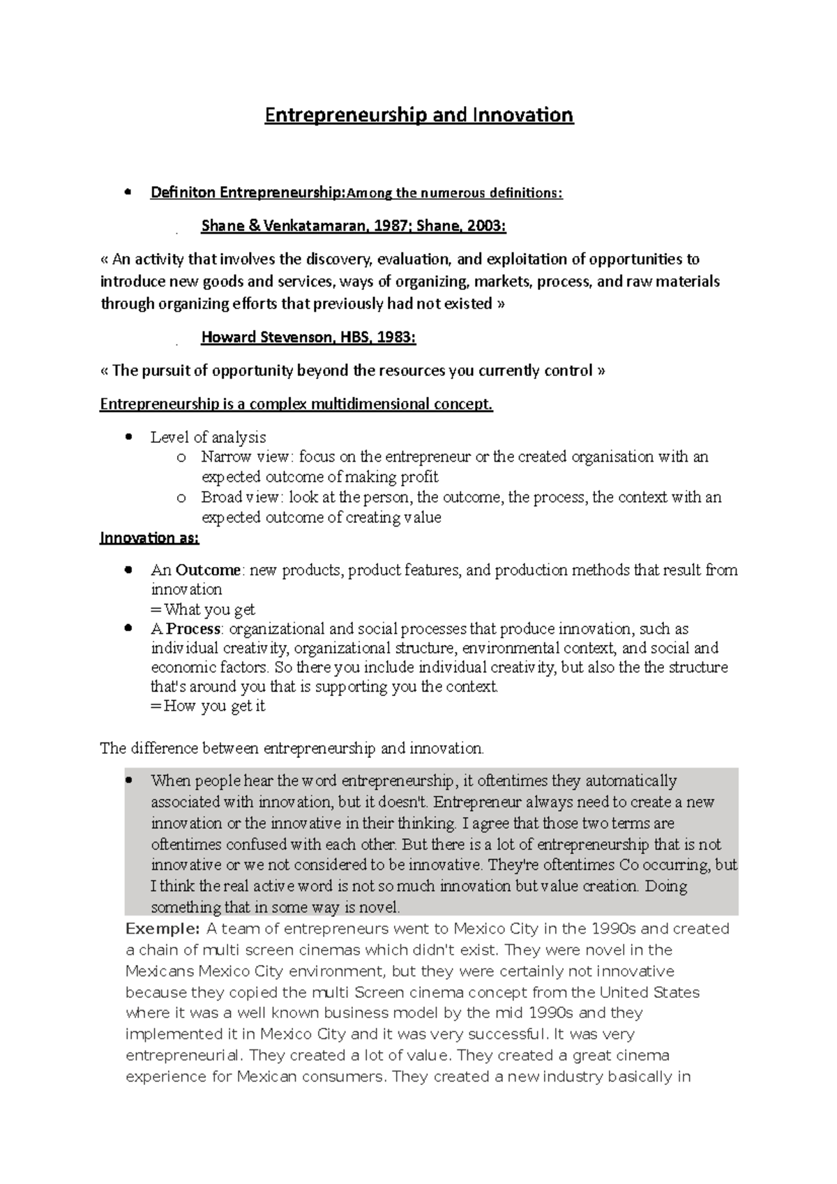 Entrepreneurship and Innovation Session 1 - Entrepreneurship and ...