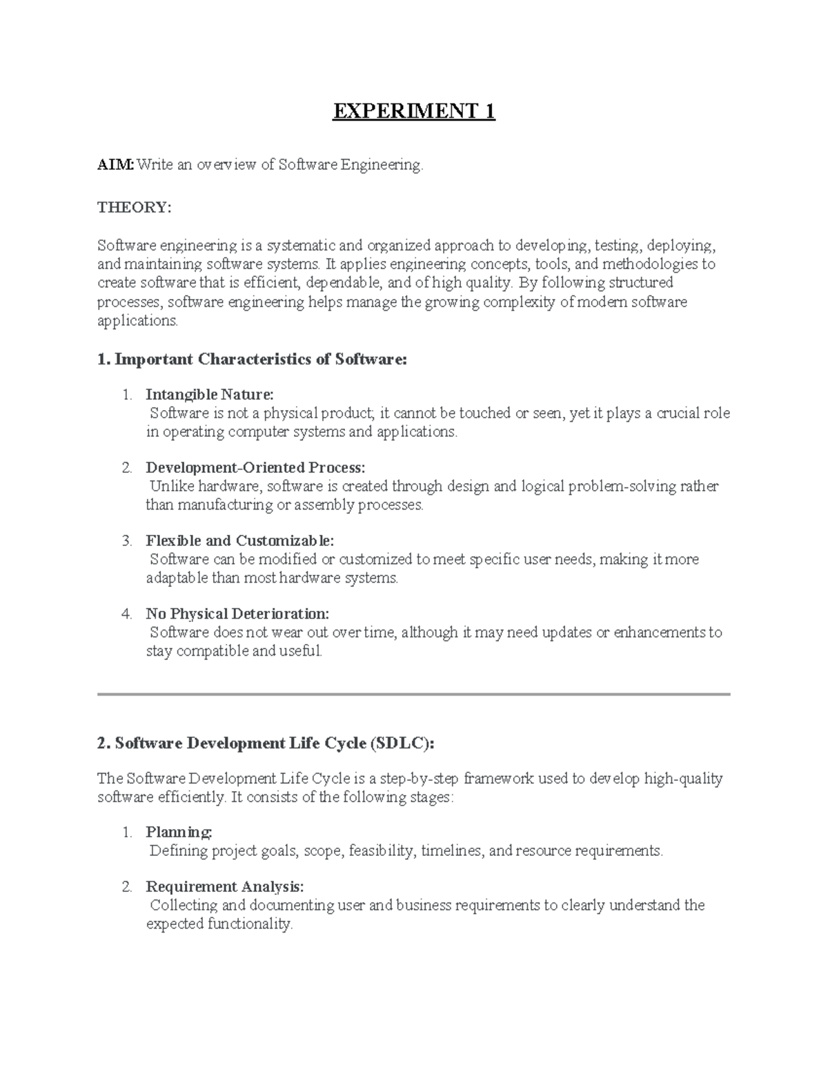 SE EXP-1: Overview of Software Engineering Principles and Practices ...
