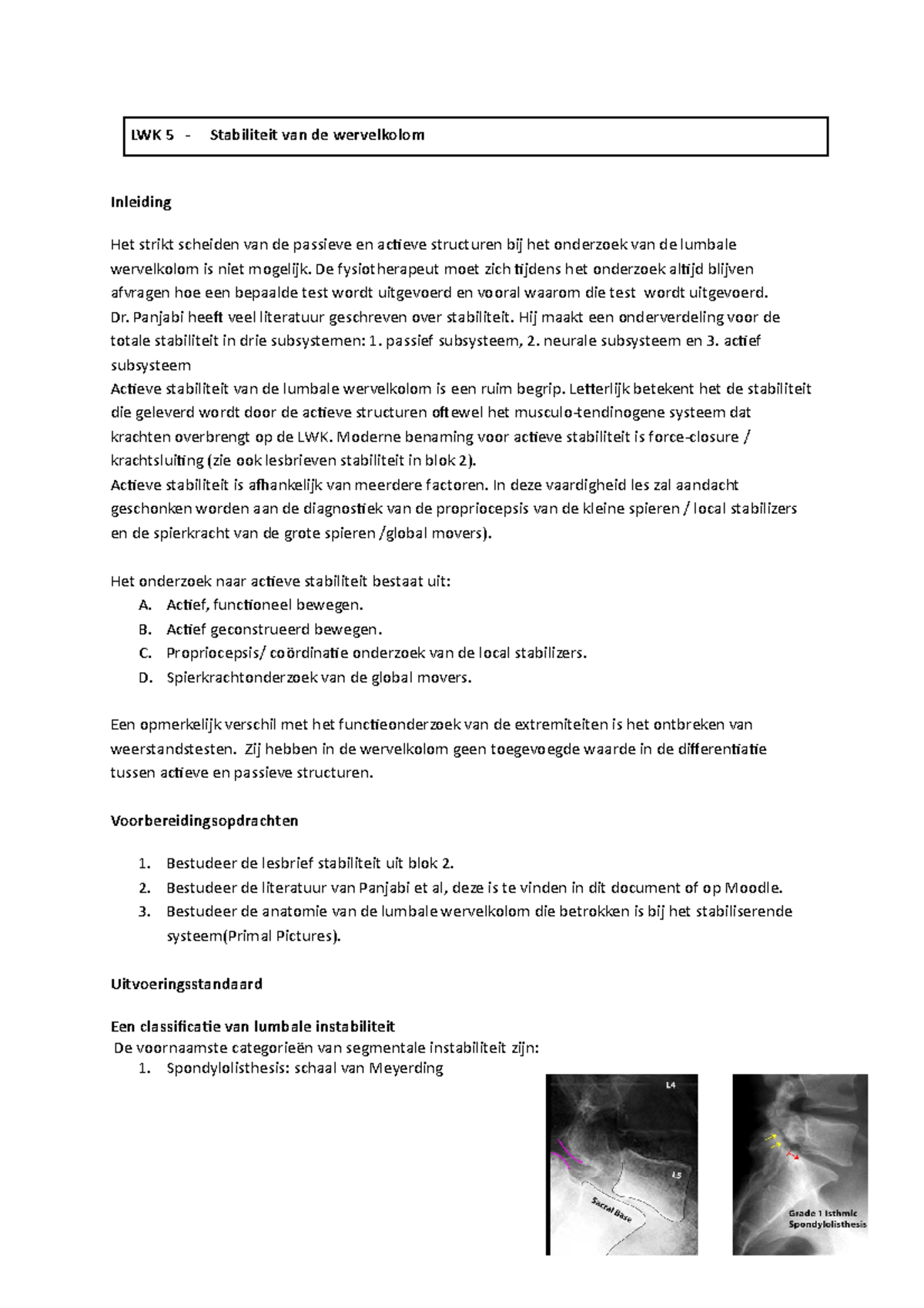 LWK 5 - Diagnostiek van Actieve Stabiliteit van de Lumbale Wervelkolom ...
