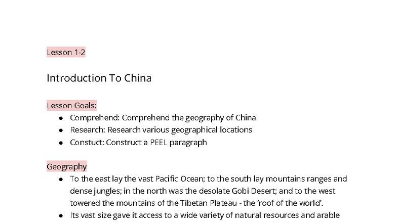 Lesson Overview: Understanding China's Geography, Society, and Culture ...