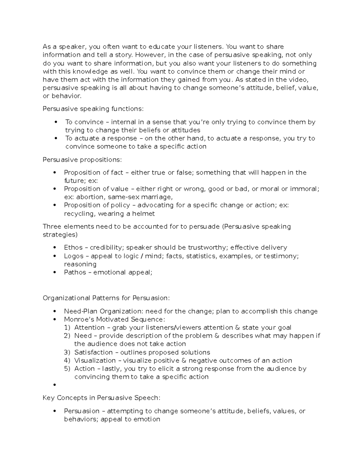 Purpcom persuasive speech - As a speaker, you often want to educate ...
