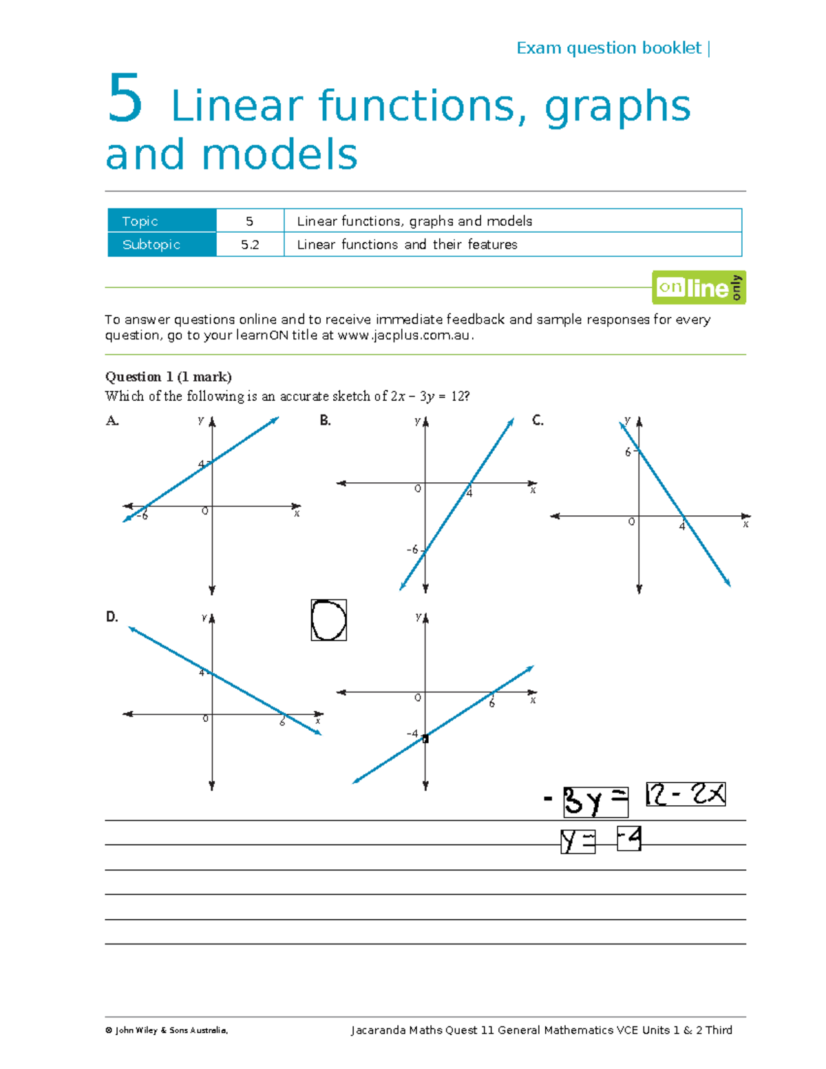 Linear Functions and Graphs Revision - VCE Units 1 & 2 Exam Prep - Studocu