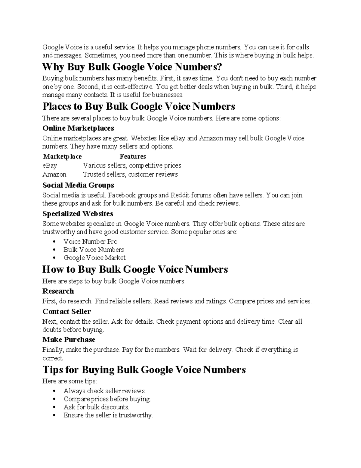 Buying bulk Google Voice numbers: benefits and tips for success - Studocu