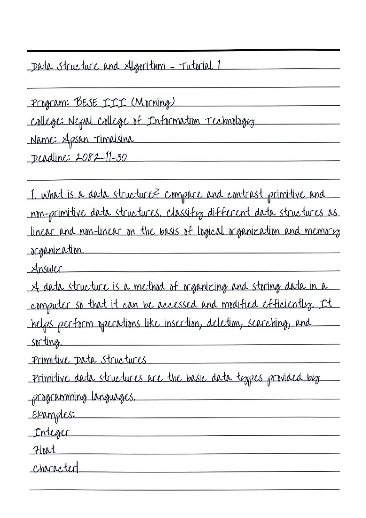 DSA1 - Practical Questions on Data Structures and Algorithms - Studocu