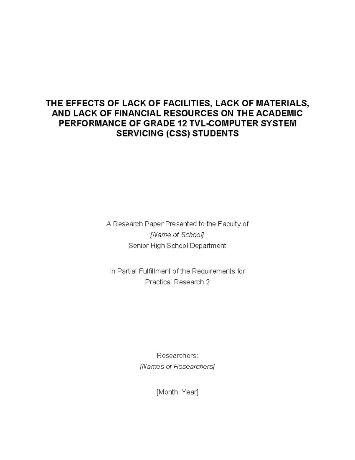 CSS Research: Impact of Resource Constraints on Grade 12 Academic ...