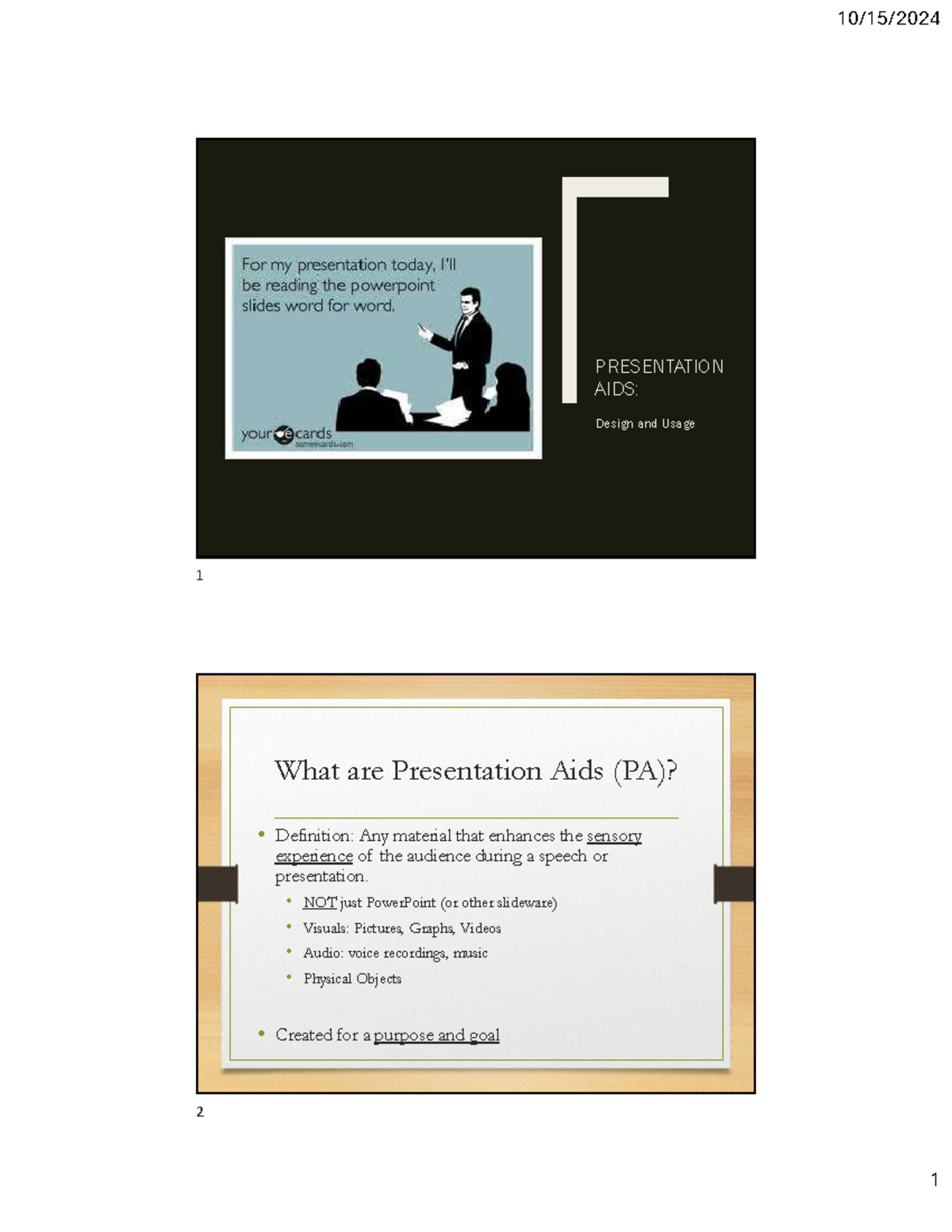 Presentation Aids: Design Principles & Effective Usage (COMM 101 ...