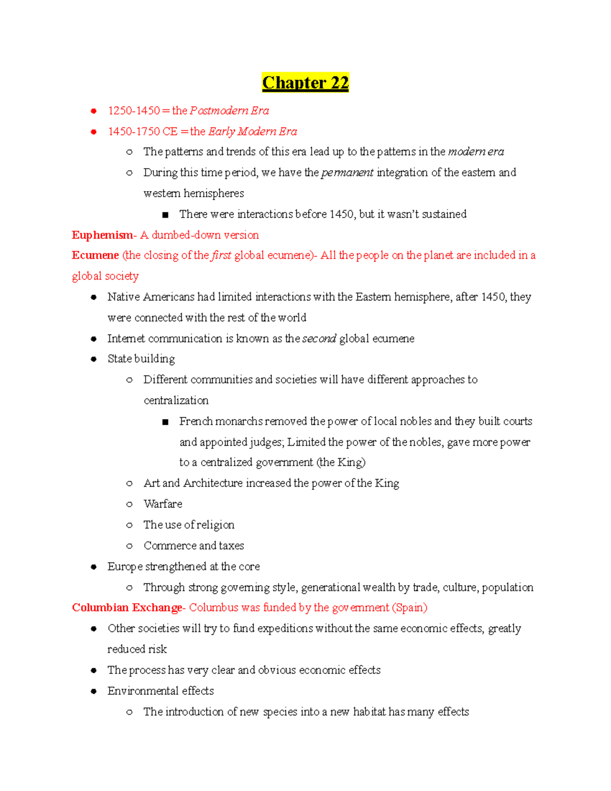 AP World History Notes: Chapters 22-28 Overview and Key Themes - Studocu