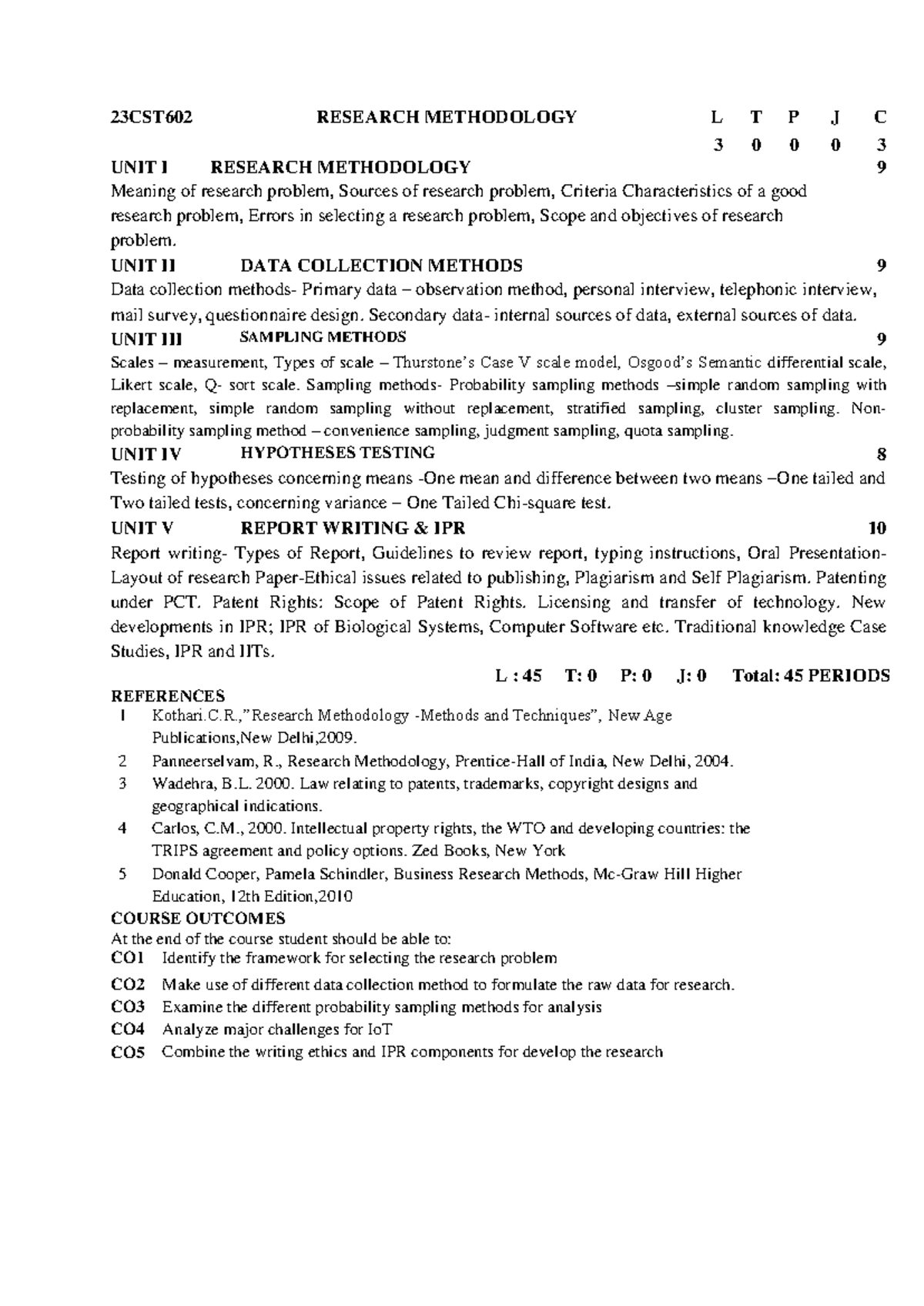 23CST602 Research Methodology: Key Concepts & Techniques - Studocu