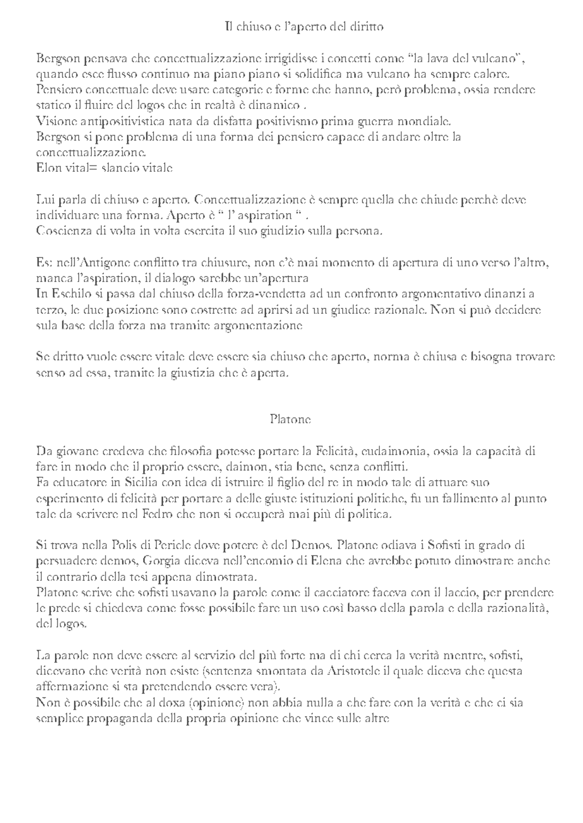 Riflessioni su Platone e Bergson: Dualismo e Verità nel Pensiero ...