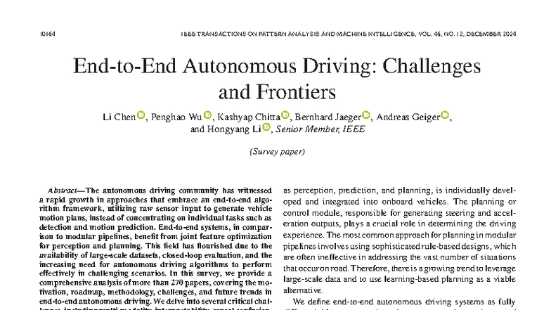 10164 Survey on Autonomous Driving: Challenges and Frontiers - Studocu