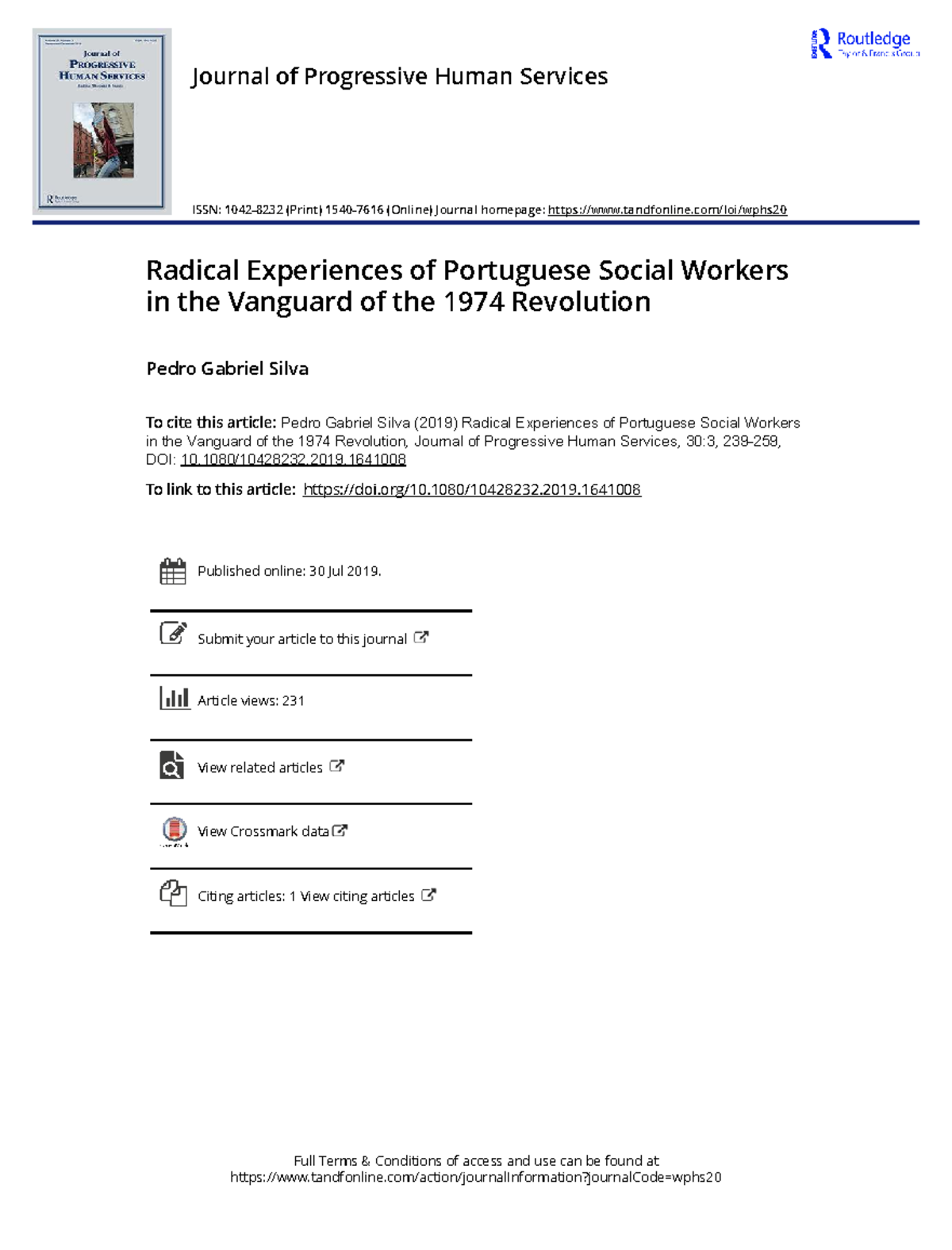 Radical Experiences of Portuguese Social Workers in the 1974 Revolution ...