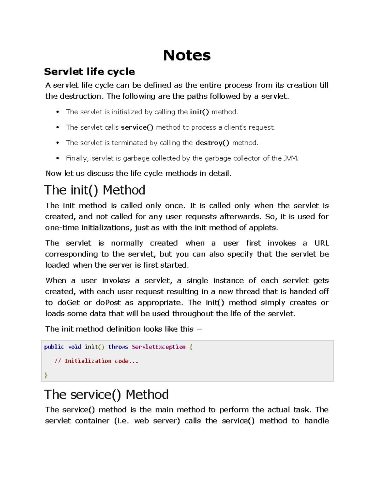 Servlet life cycle - Java Programming - KTU - Studocu