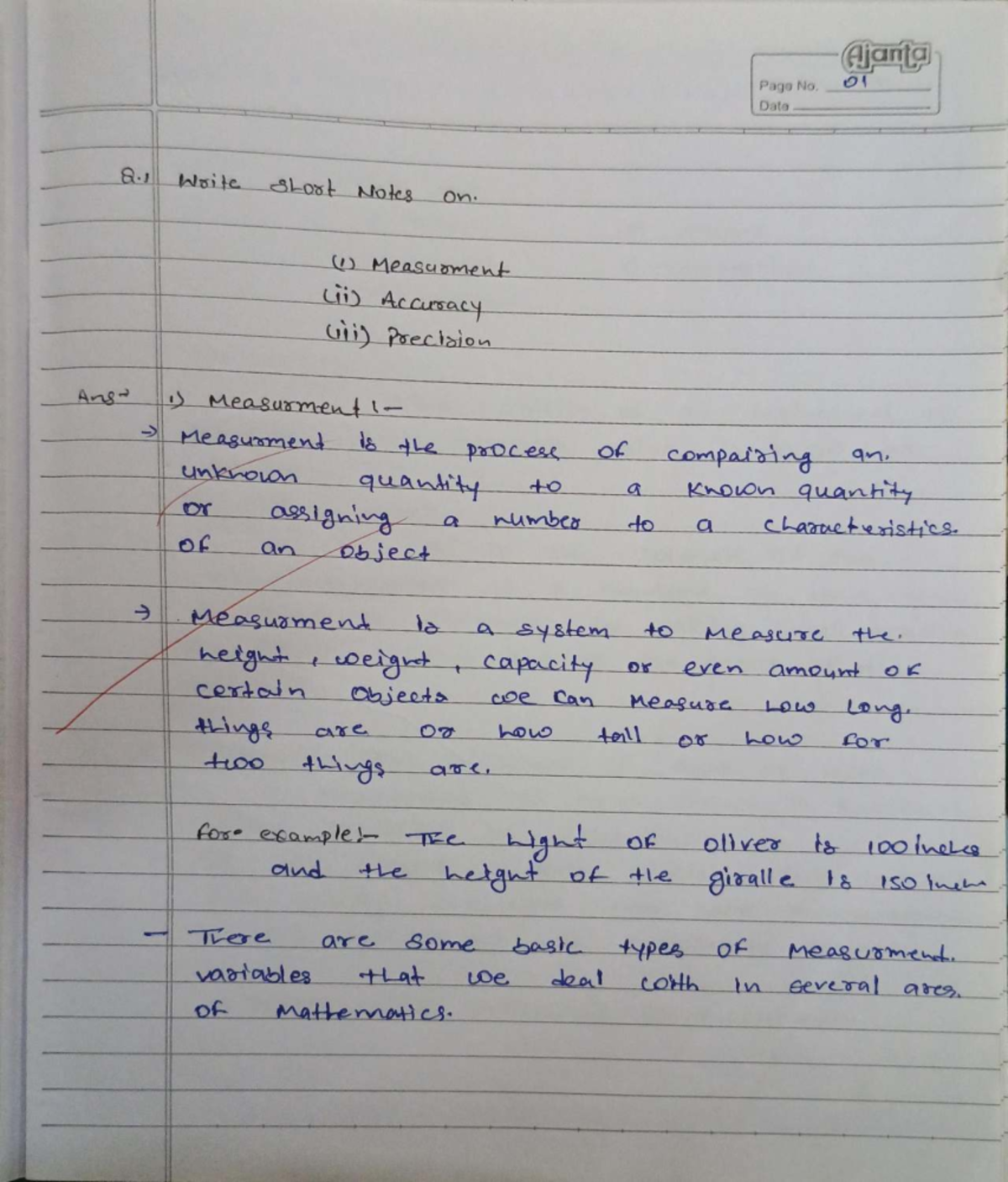 Measurement Assignment: Short Notes on Accuracy, Precision, and ...