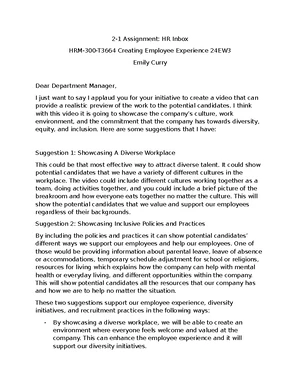 HRM 300 Milestone One: Employee Experience Job Descriptions - Studocu