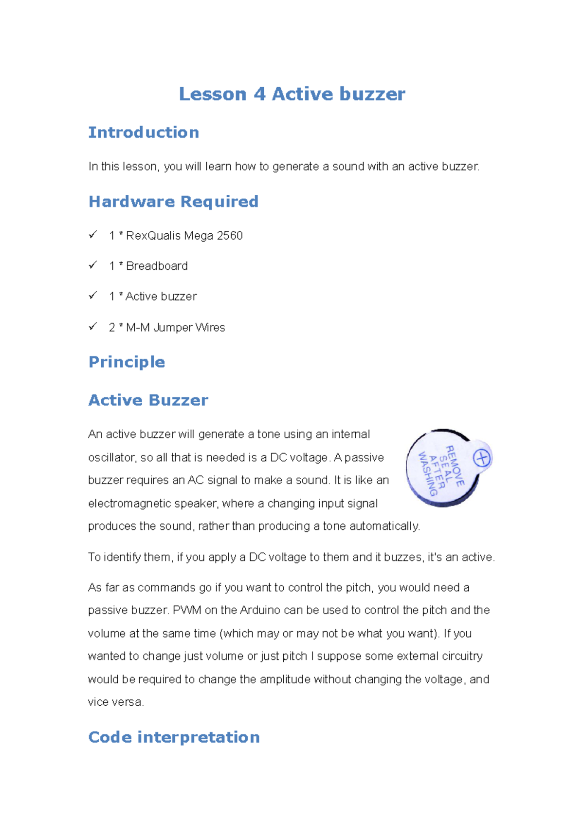 Lesson 4 Active buzzer - Lesson 4 Active buzzer Introduction In this ...