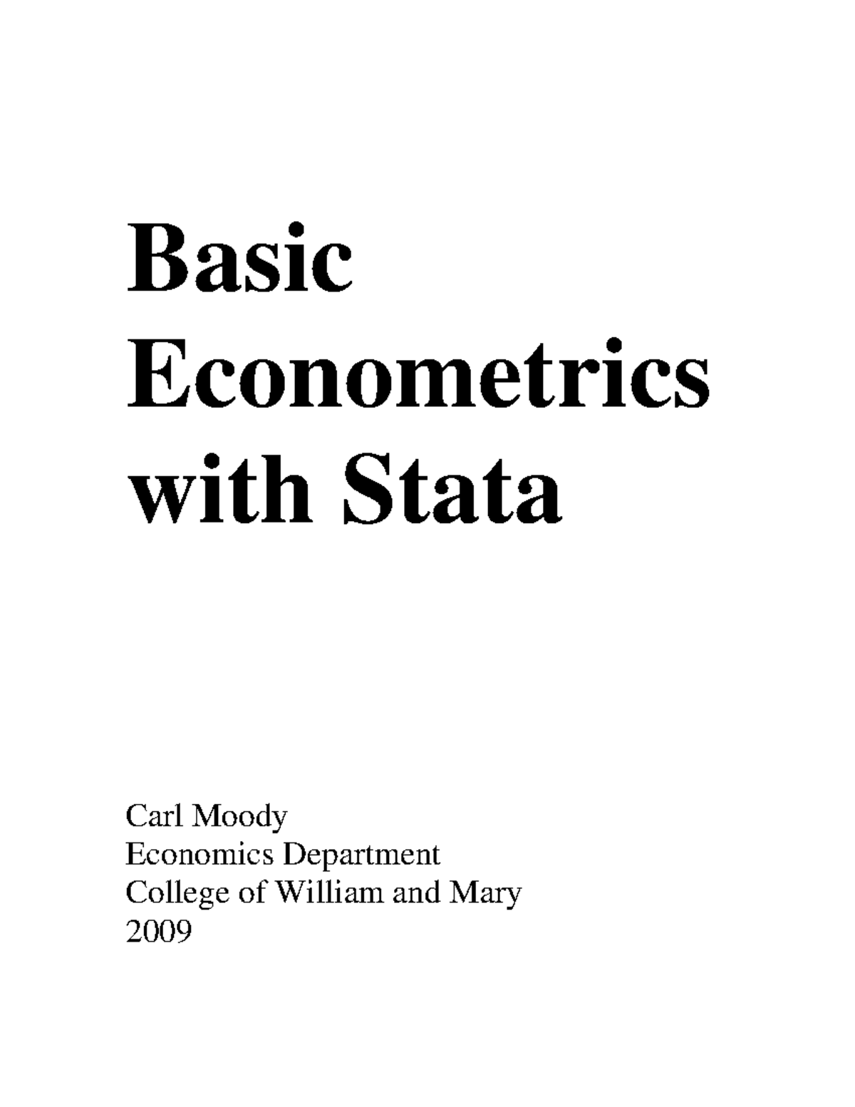 Basic Econometrics with Stata: A Comprehensive Guide (ECO 101) - Studocu