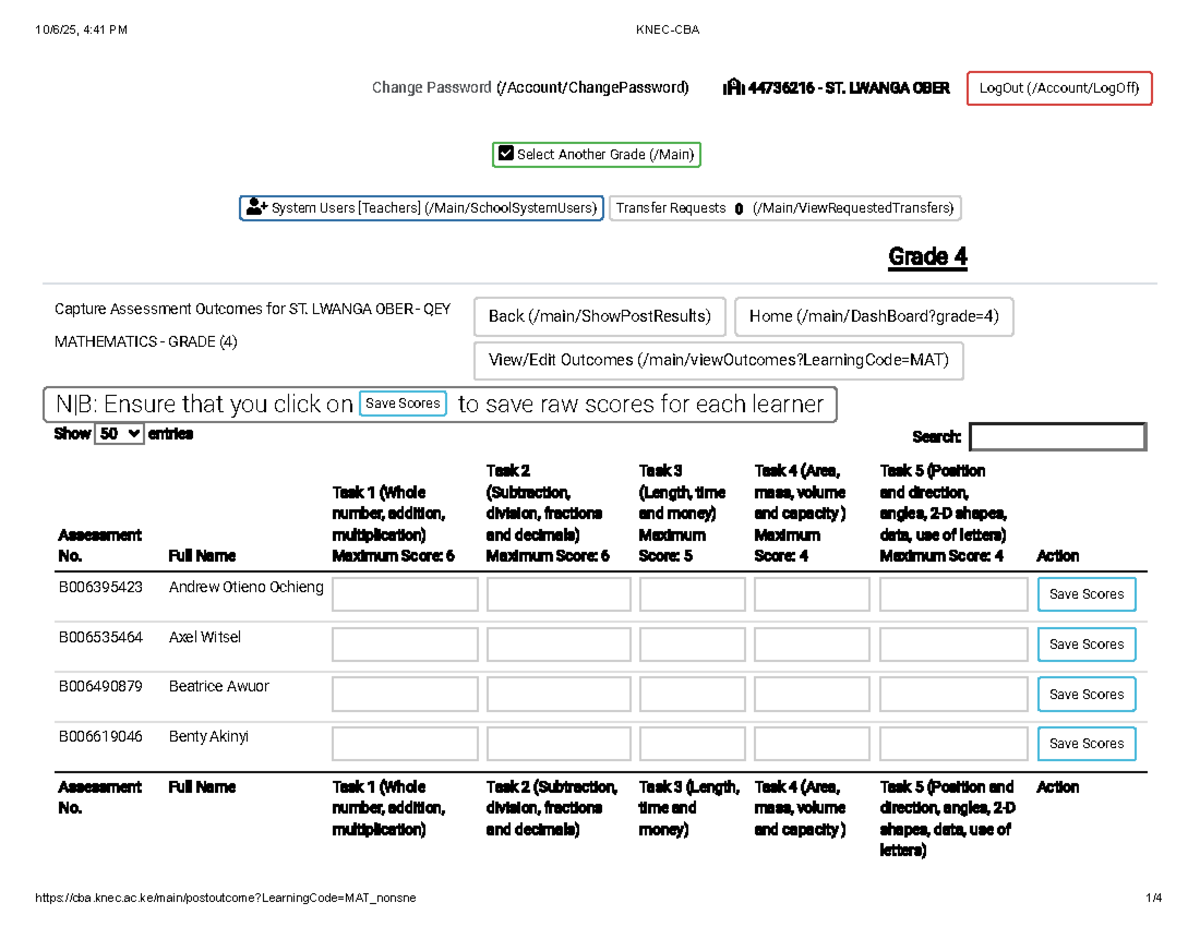 Grade 4 Mathematics Assessment Outcomes and Notes - Studocu