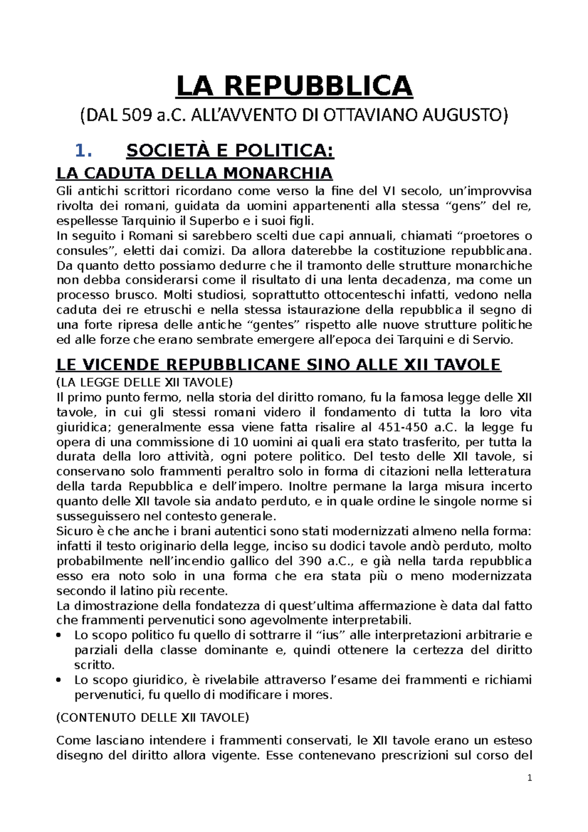 Riassunto della Repubblica Romana e Leggi delle XII Tavole - Corso 02 ...