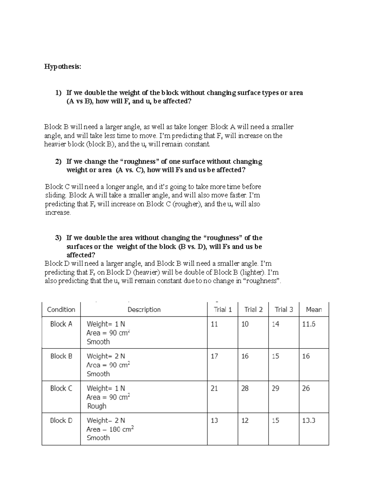 Biomch Lab 7 Analysis - PHYL 3716 Final Report on Static Friction - Studocu