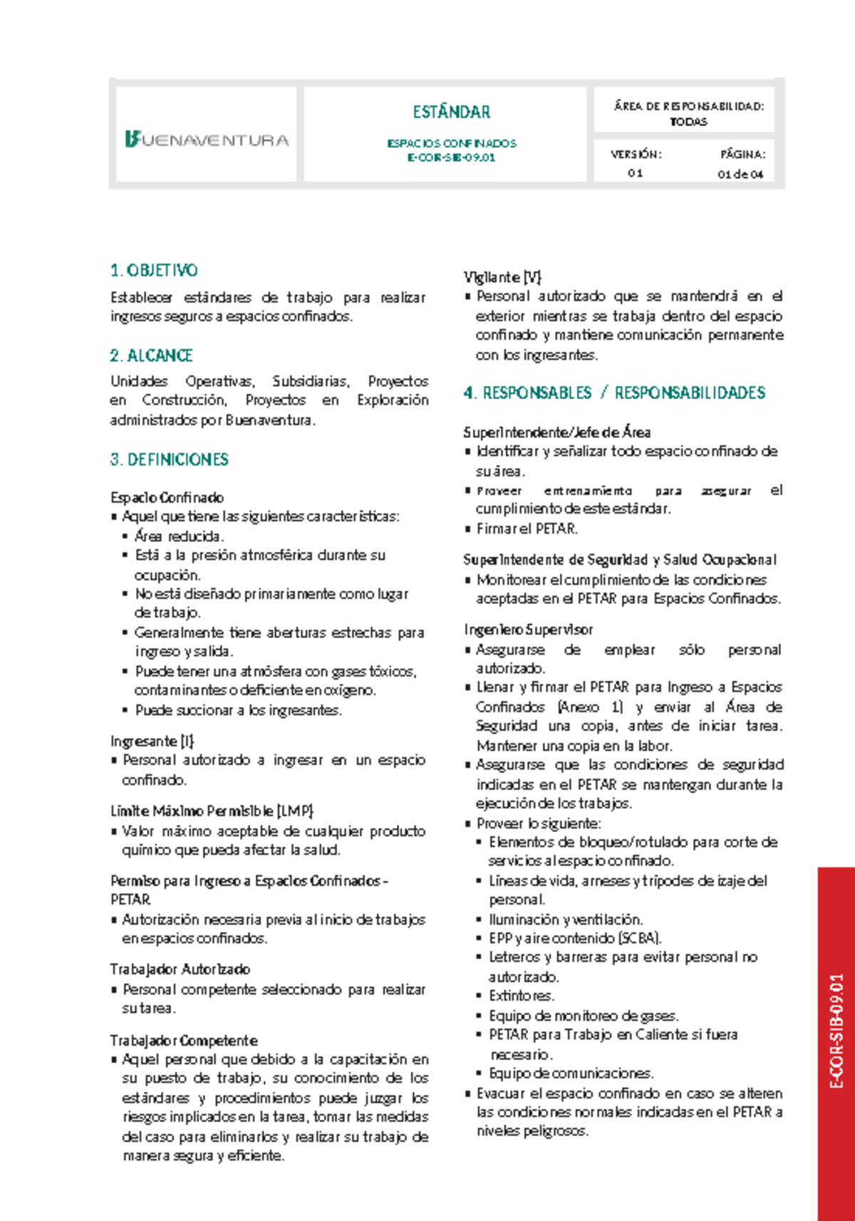 E-COR-SIB-09.01 Espacios Confinados - ESTÁNDAR ESPACIOS CONFINADOS E ...