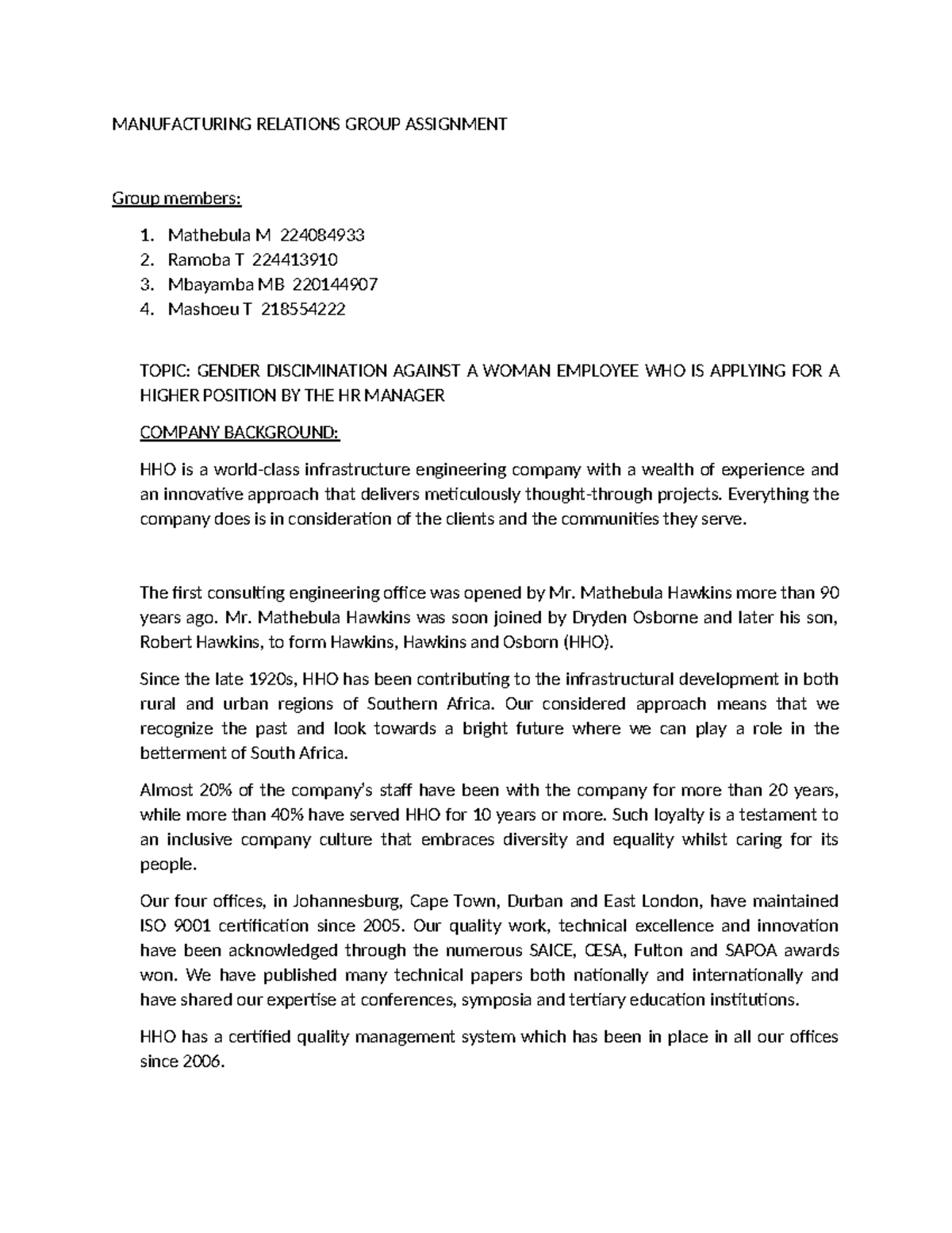 Final Report on Gender Discrimination Case Study - HHO Engineering ...